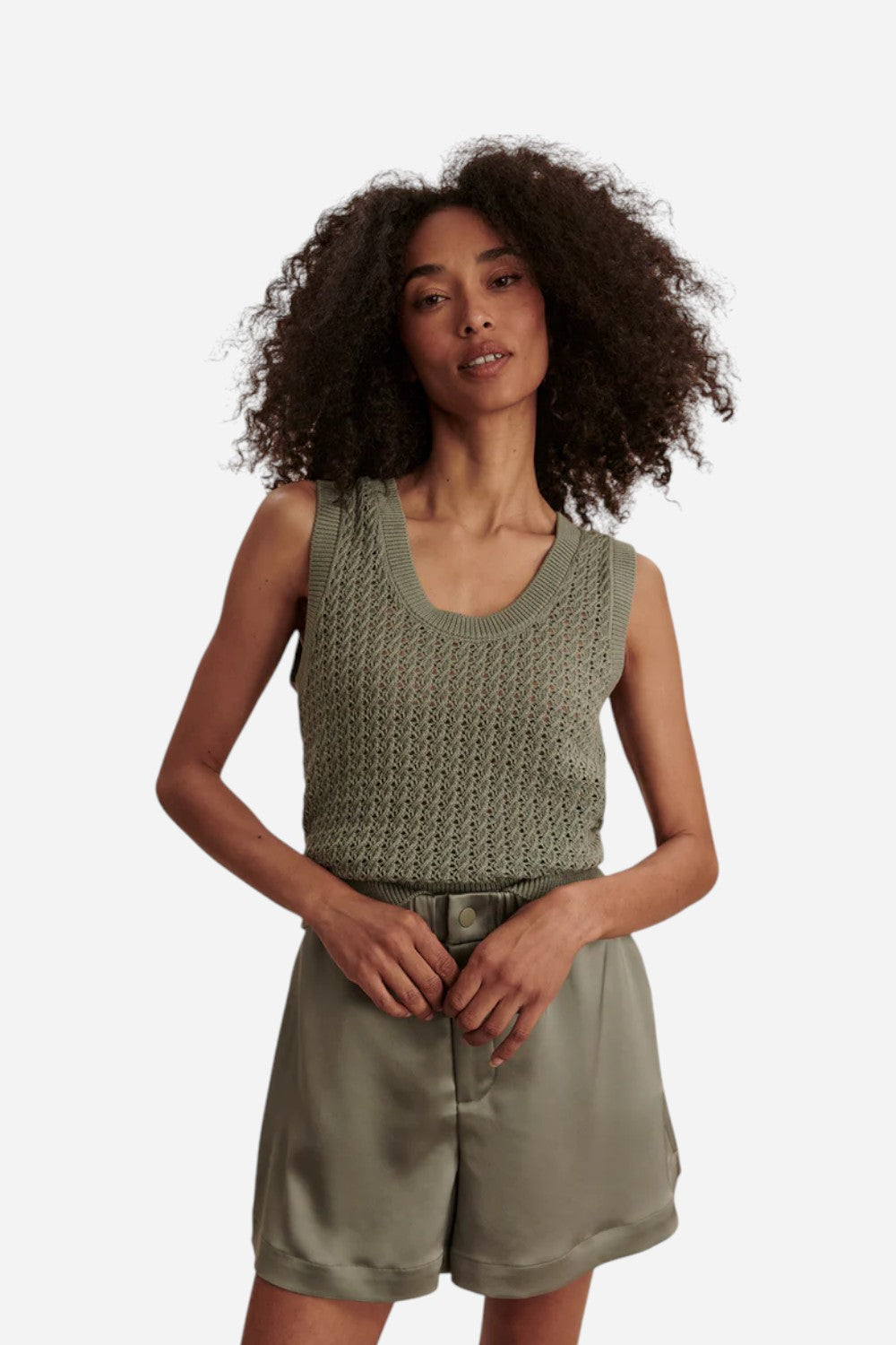 Varley Ferns Open Knit Tank in Shadow – CHROME