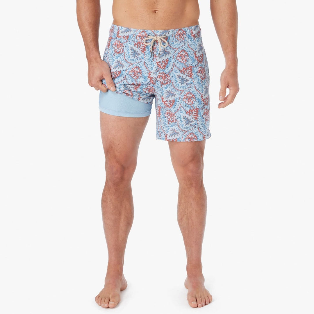 Fair Harbor Bayberry Swim Trunks in Sky Blue Beach Forest – CHROME