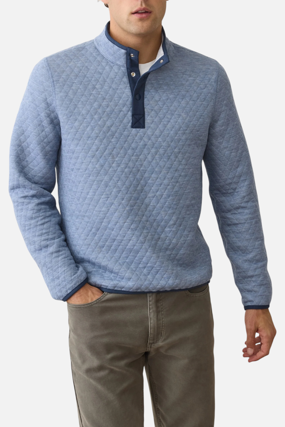 Marine Layer Men's Corbet Reversible Pullover in Mid Blue & Light Grey ...