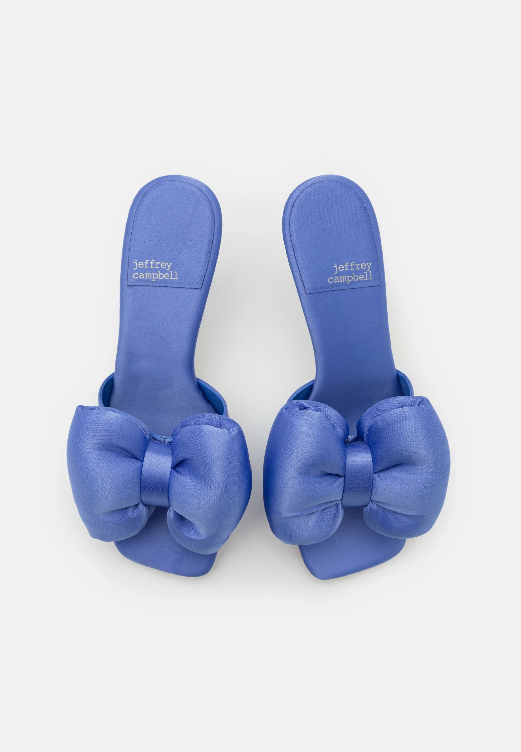 Jeffrey Campbell Deedee Hi Heeled Big Bow Mules in Blue – CHROME
