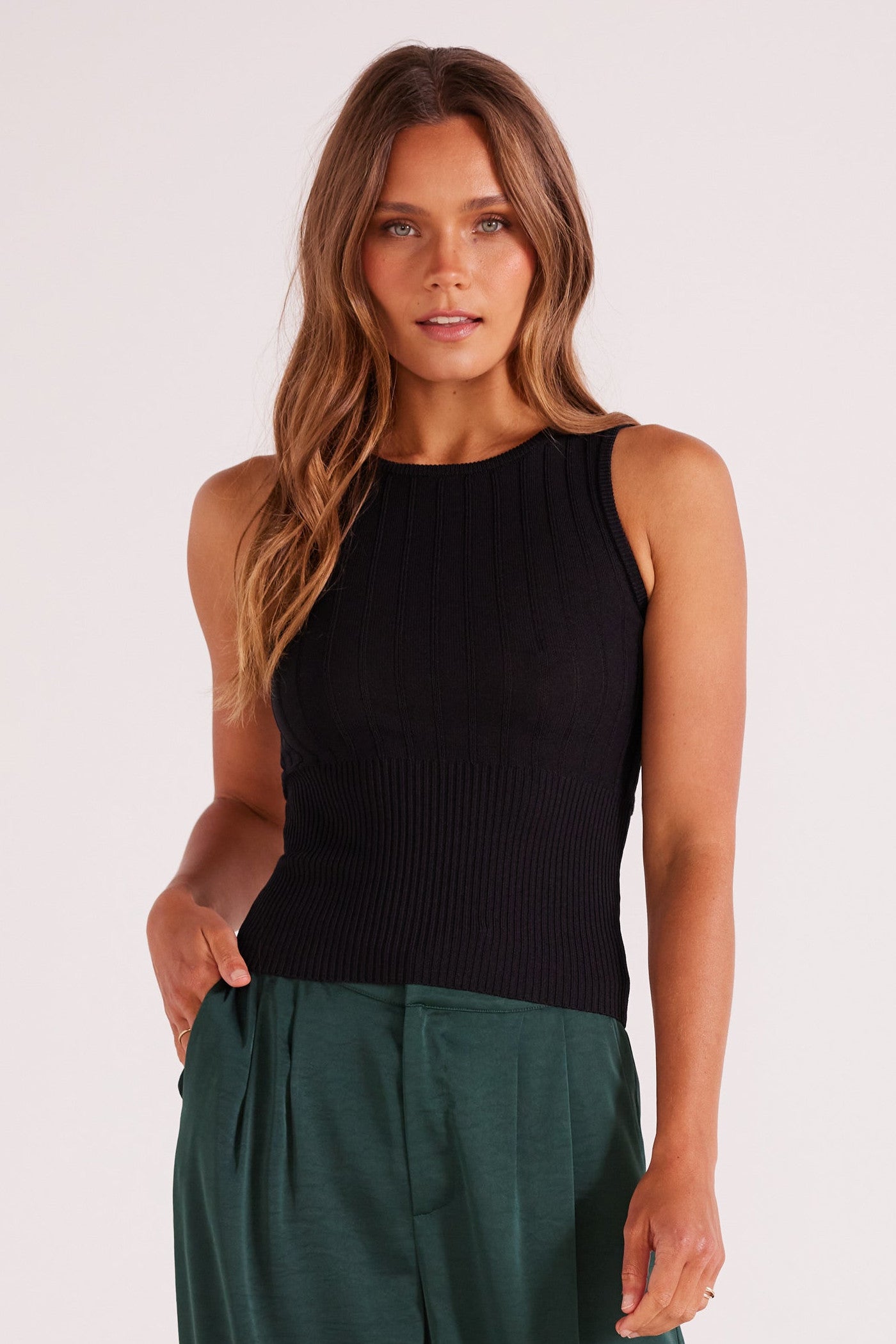 Mink Pink Evie Cutout Knit Tank Top in Black – CHROME