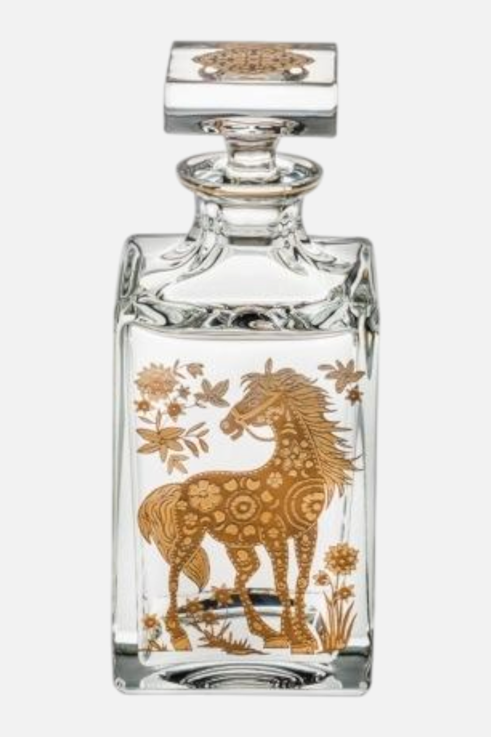 Vista Alegre Golden Whisky Decanter with Gold Horse – CHROME