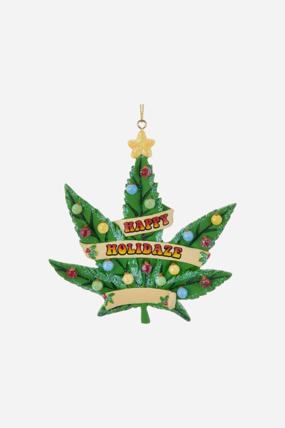Happy Holidaze Cannabis Leaf Ornament – CHROME