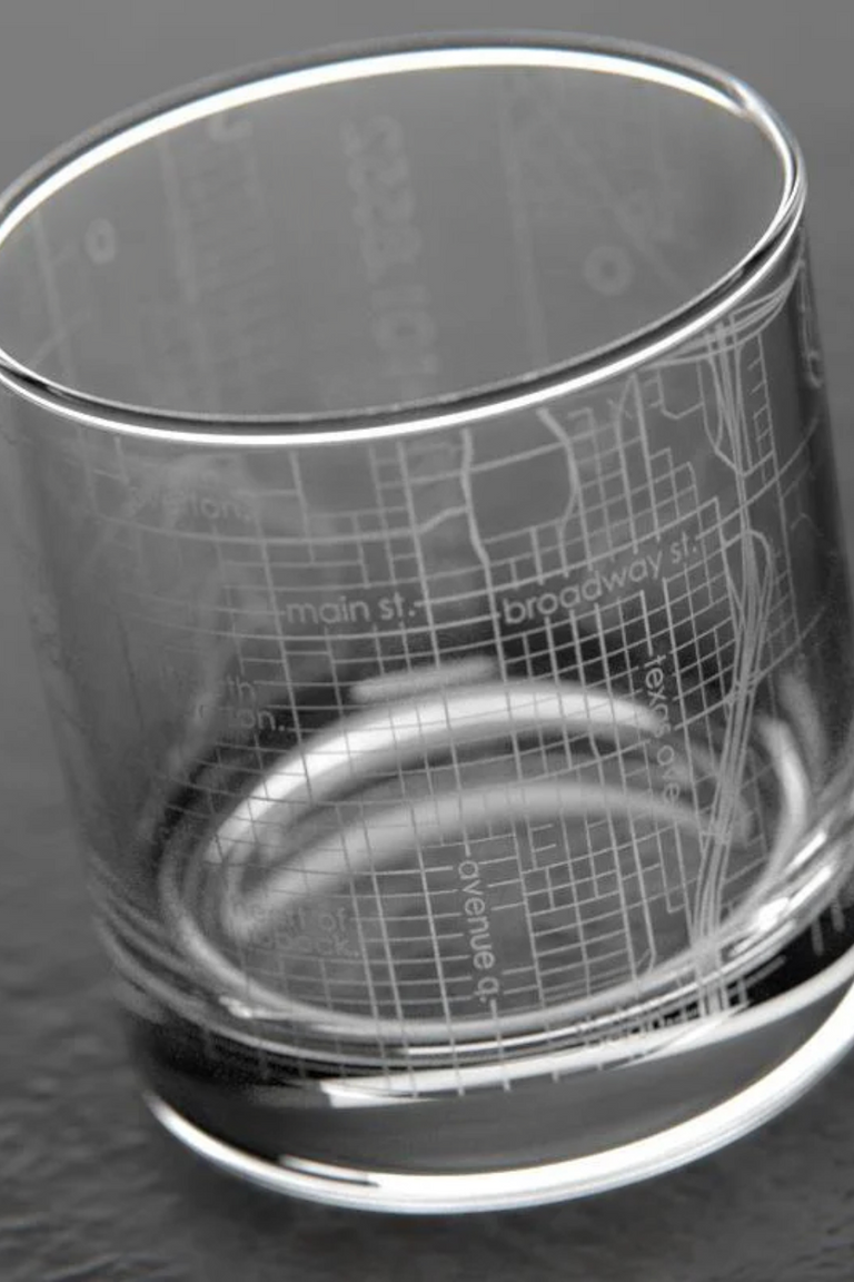 Lubbock TX Map Rocks Whiskey Glass – CHROME