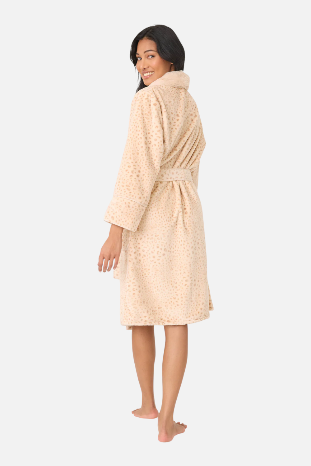 PJ Salvage Women's Luxe Plush Leopard Print Robe in Natural – CHROME