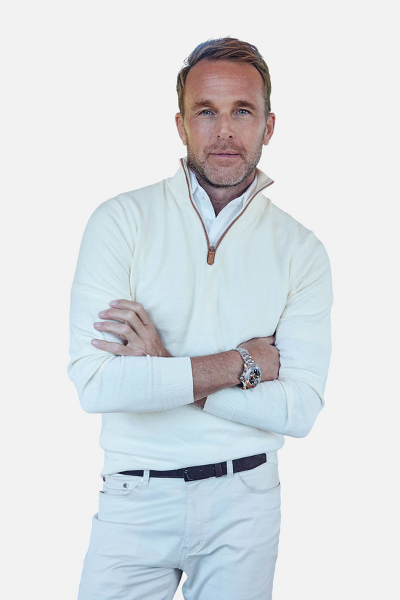 Collars & CO Luxury Touch Cotton and Cashmere Quarter Zip Sweater in C ...