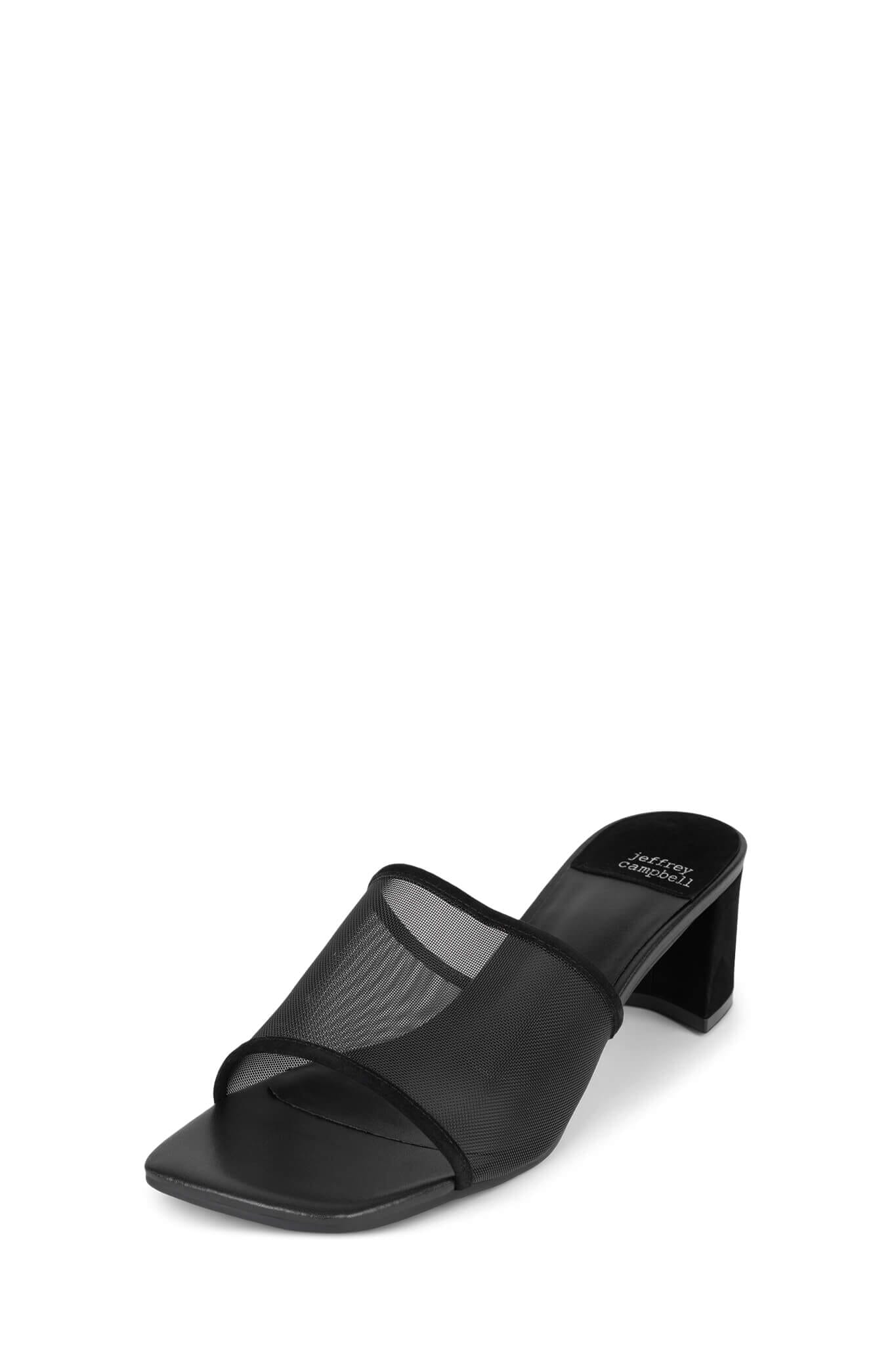 Jeffrey Campbell Malinin Mesh Sandals in Black Suede Combo – CHROME