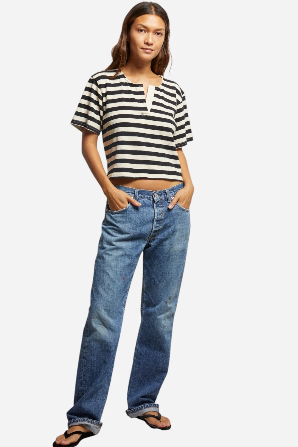 Perfect White Tee Sarah in Black Natural Stripe – CHROME