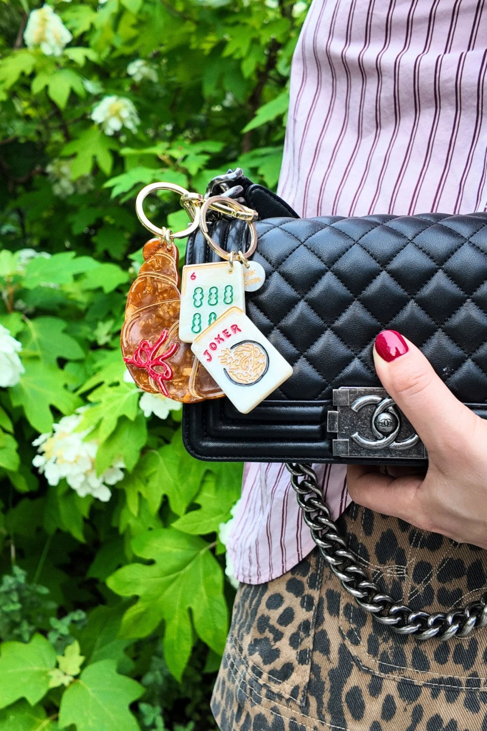 Solar Eclipse Hand-painted Mahjong Bag Charm + Keychain | Eco-Friendly ...