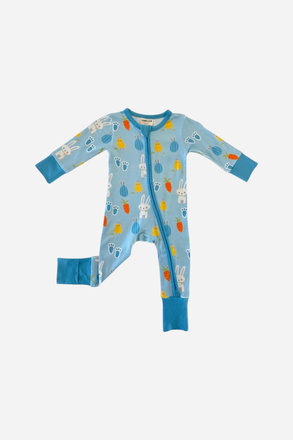 SpearmintLOVE 2-Way Zip Romper in Blue Easter Bunny – CHROME