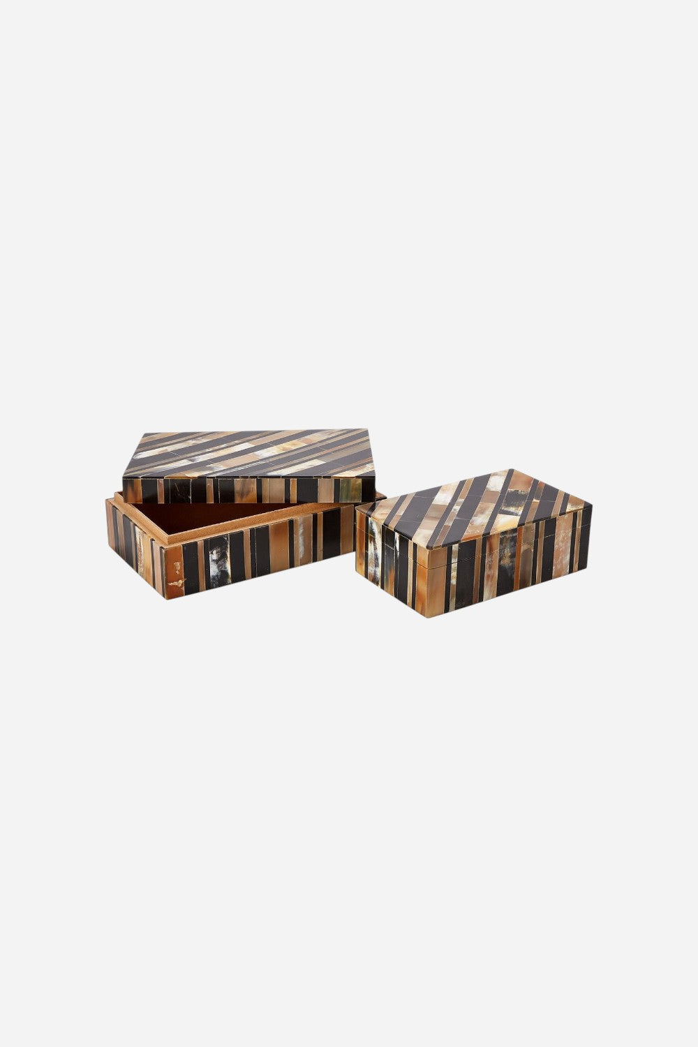 Stefano Genuine Horn Set of 2 Covered Boxes – CHROME