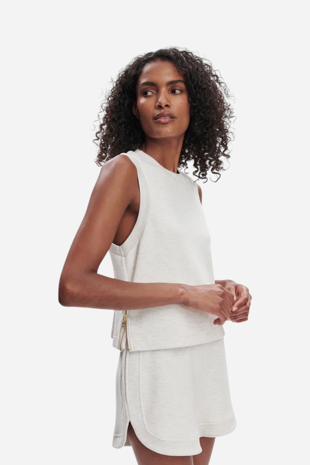 Varley Shea Crop Tank in Ivory Marl – CHROME