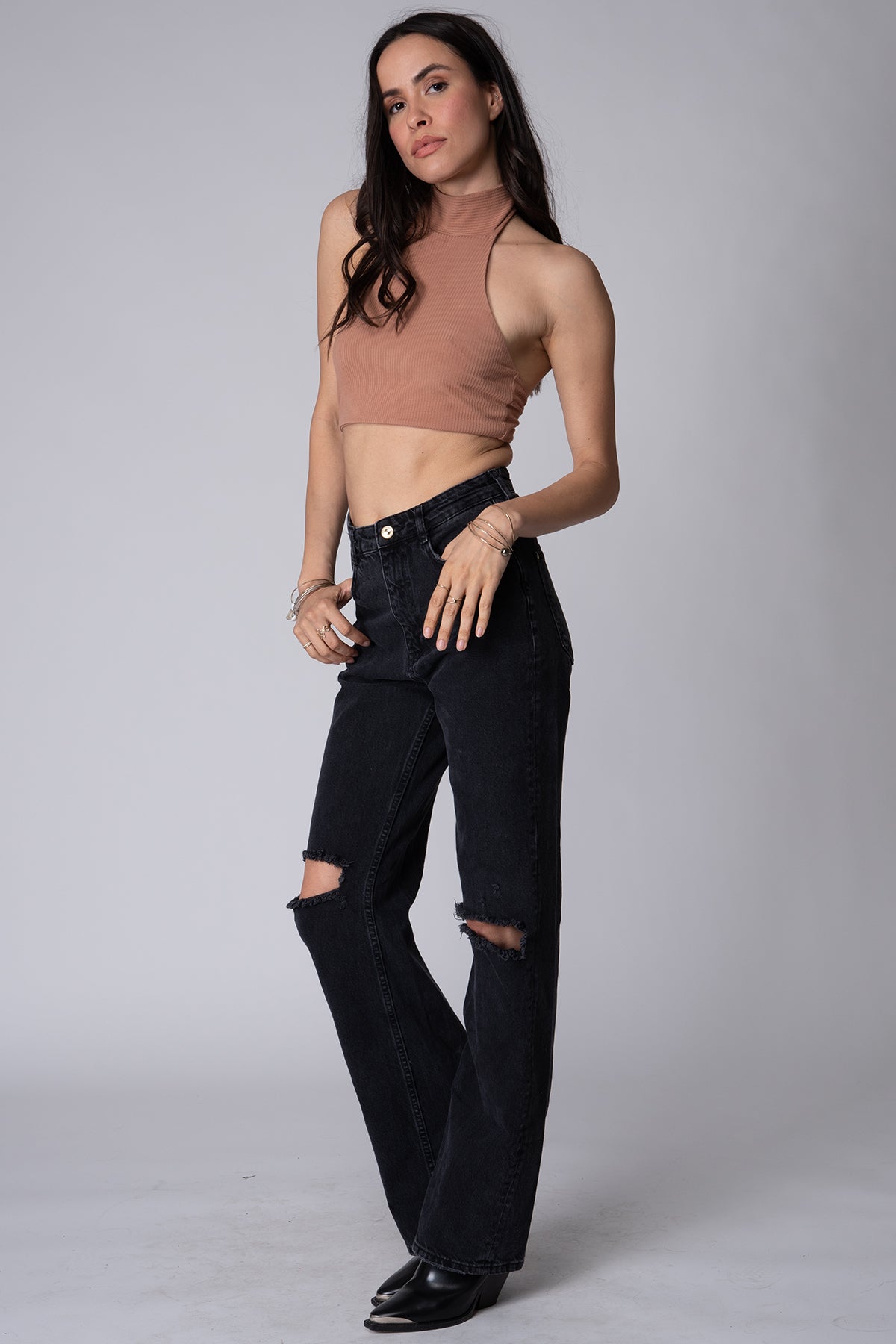 Stillwater Wide Rib Halter Top in Camel – CHROME