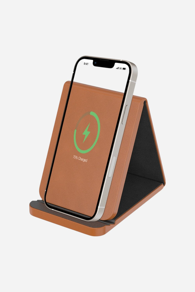 Folding Leather Charge Stand – CHROME