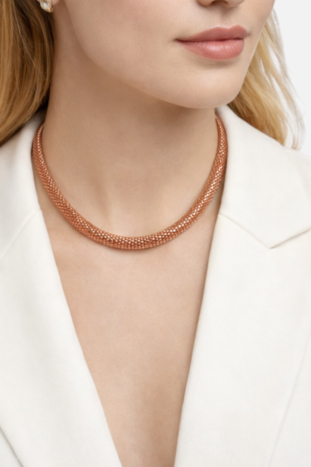Paula Rosen Mesh Snake Rose Gold 20" Necklace – CHROME